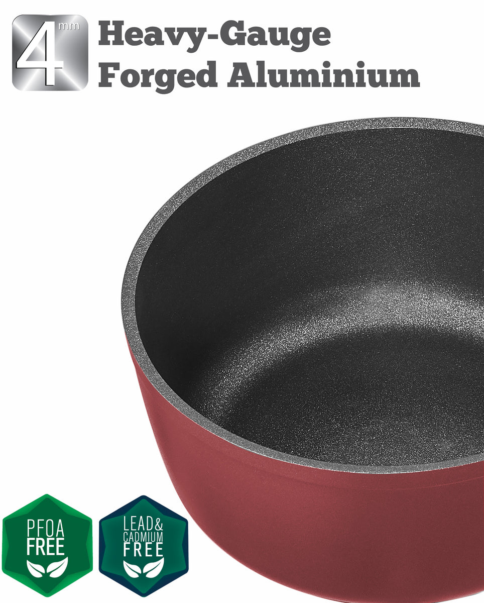 Titanium Nonstick 1.5-Qt Sauce Pan with Tempered Glass Lid – Saflon